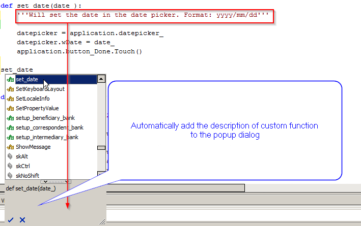 Make A Description Of Custom Function To Be Visible In The Standard