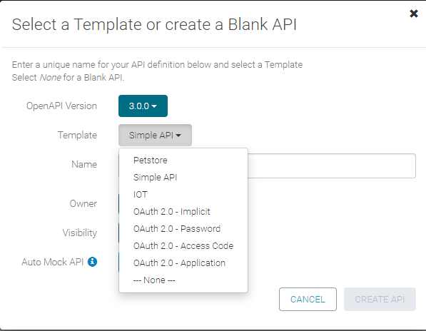 Create custom template for the SwaggerHub Create New API dialogue | SmartBear Community