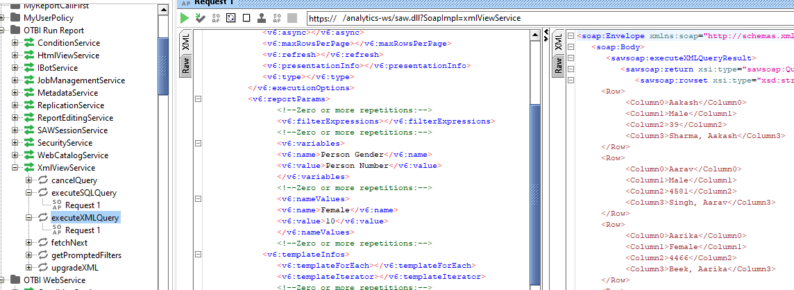 Multiple Parameters Oracle Fusion OTBI WebService not Filtering the data | SmartBear Community