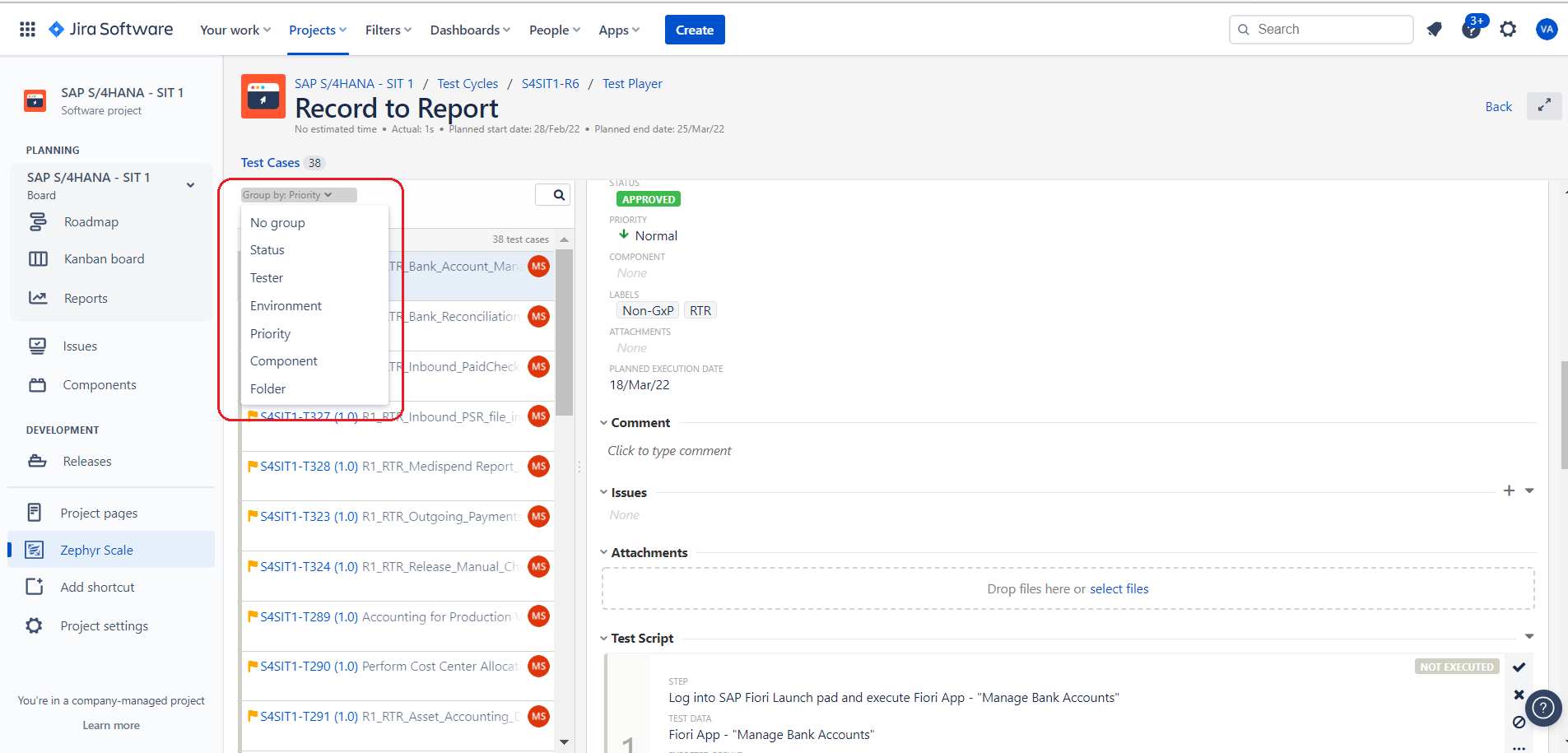 How To Configure Zephyr Scale To Group By In The Test Cycles View Smartbear Community