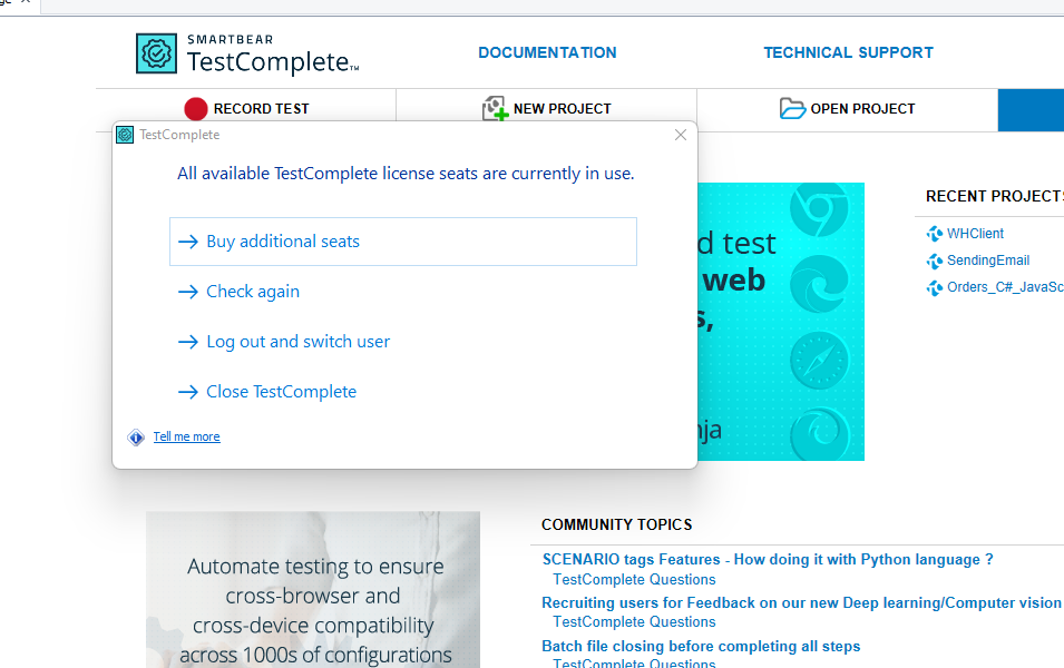 Unable to launch Test Complete Application | SmartBear Community