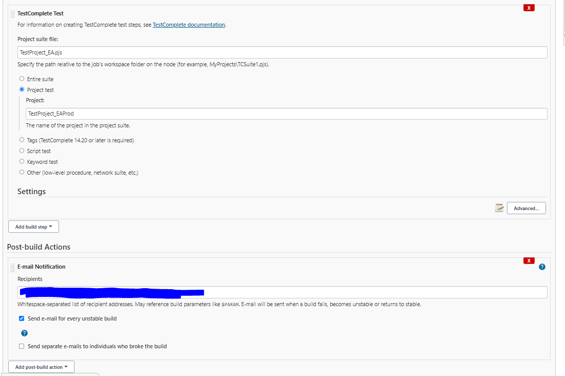 how to send testcomplete results to my email from jenkins | SmartBear ...