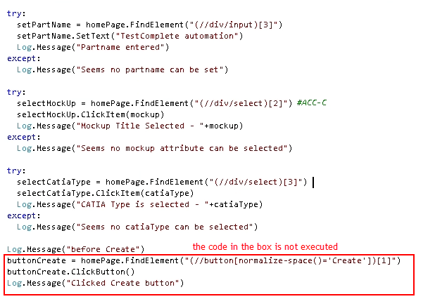 try-except around FindElement fails (Python) | SmartBear Community