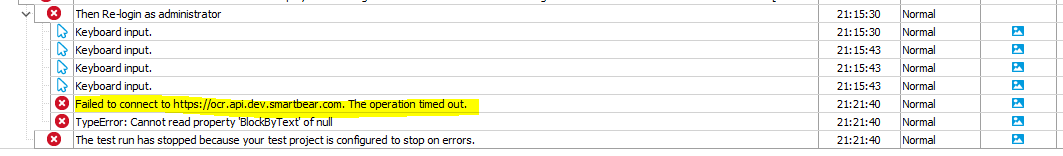Failed to connect to https://ocr.api.dev.smartbear.com. The operation timed out. | SmartBear ...
