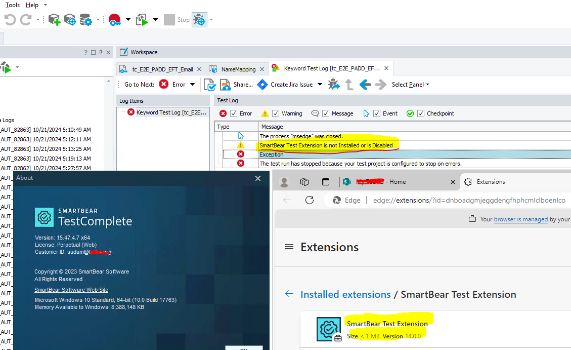 SmartBear Test Extension issue while execution | SmartBear Community